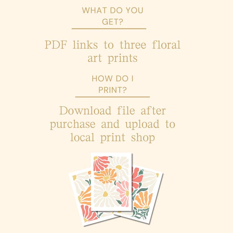 Handdrawn Abstract Floral Art Printable Set of 3 - Etsy