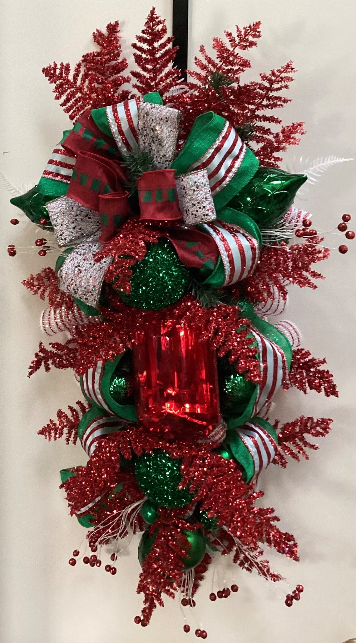 Christmas Green /red Jeweled Traditional Swag - Etsy