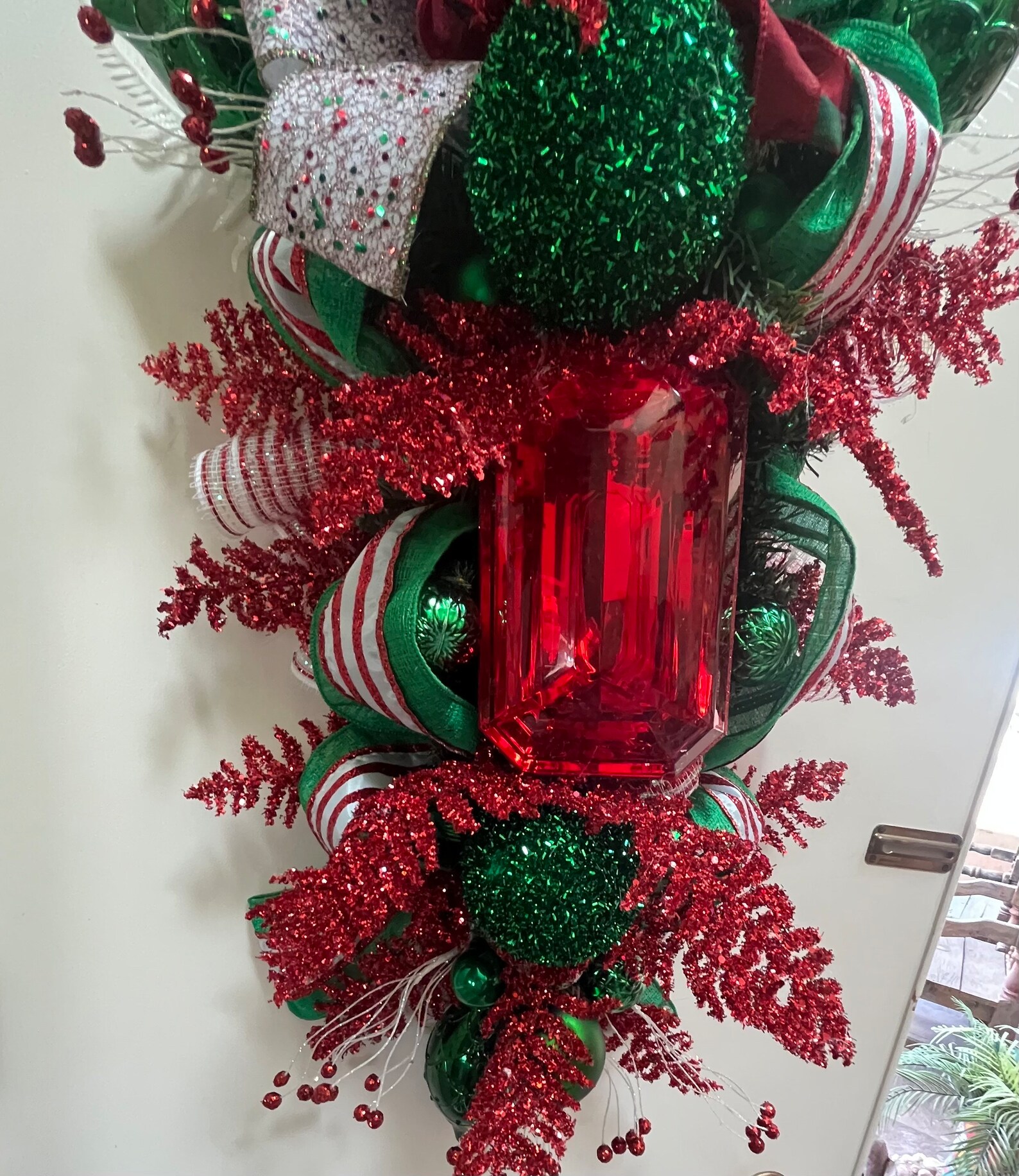 Christmas Green /red Jeweled Traditional Swag - Etsy
