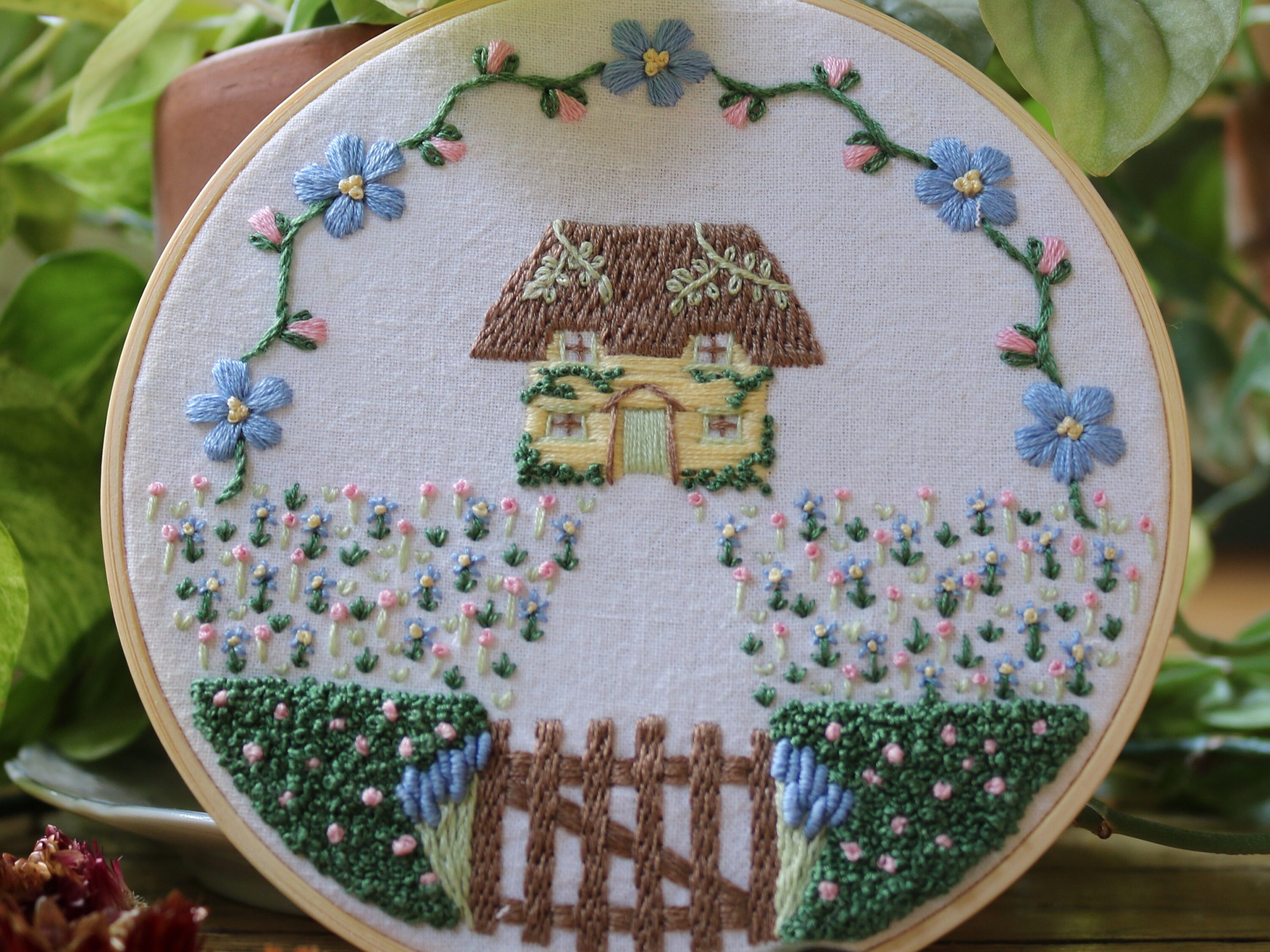 Cottage Flowers Hand Embroidery Pattern PDF Instant Digital Download ...