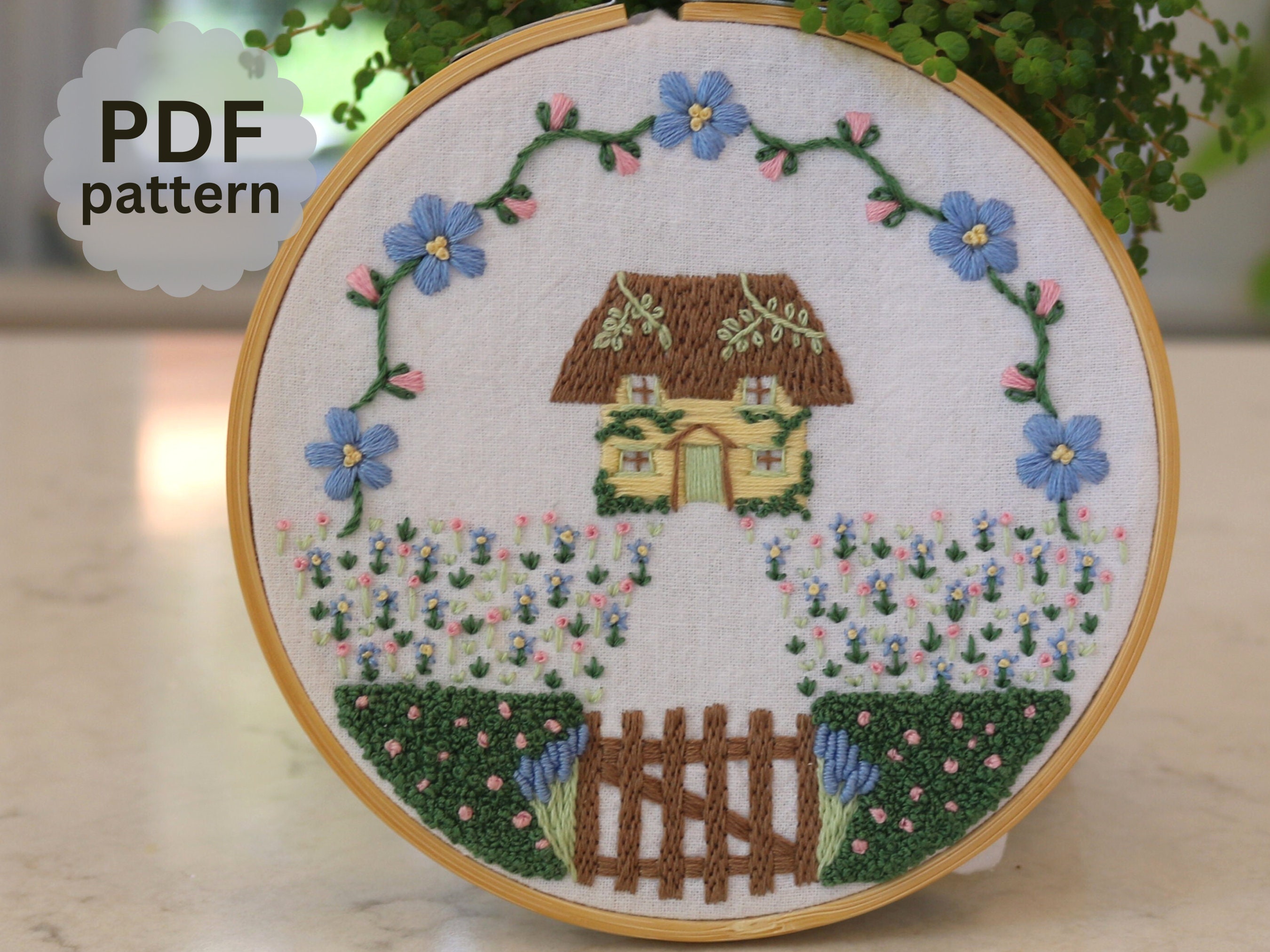 Cottage Flowers Hand Embroidery Pattern PDF - Instant Digital Download ...