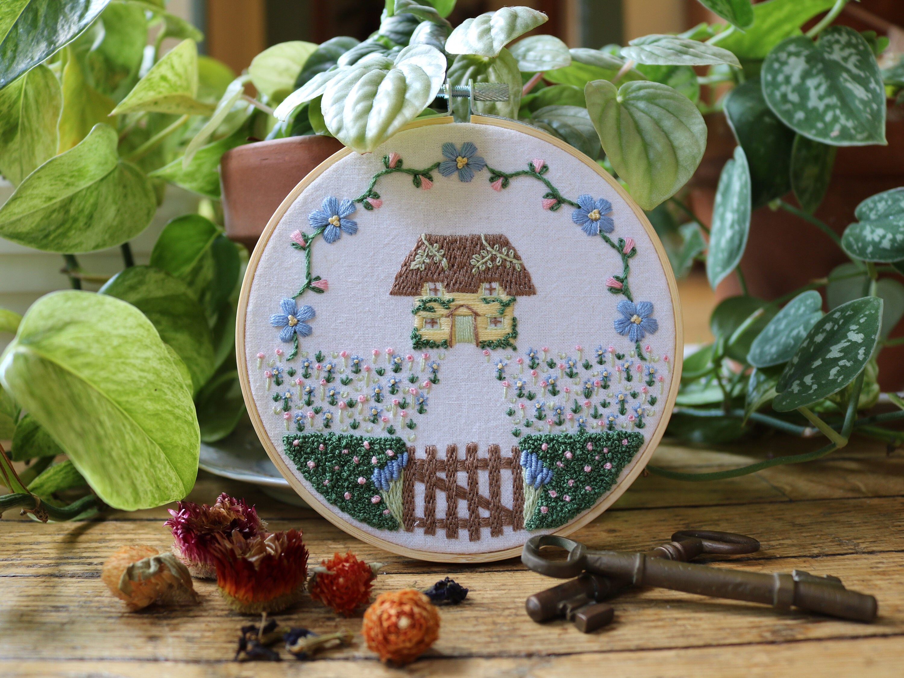 Cottage Flowers Hand Embroidery Pattern PDF Instant Digital Download ...