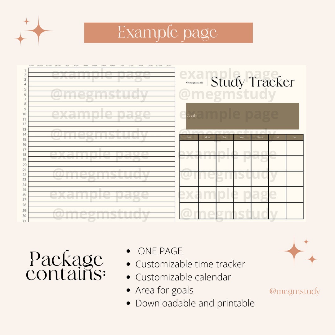 One Page Study Tracker / Planner - Etsy