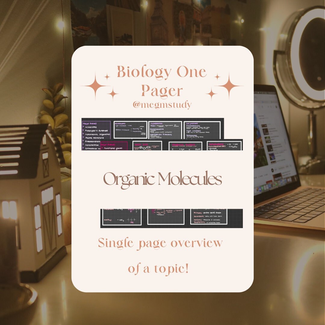 Organic Molecules Biology One Page Topic Overview - Etsy