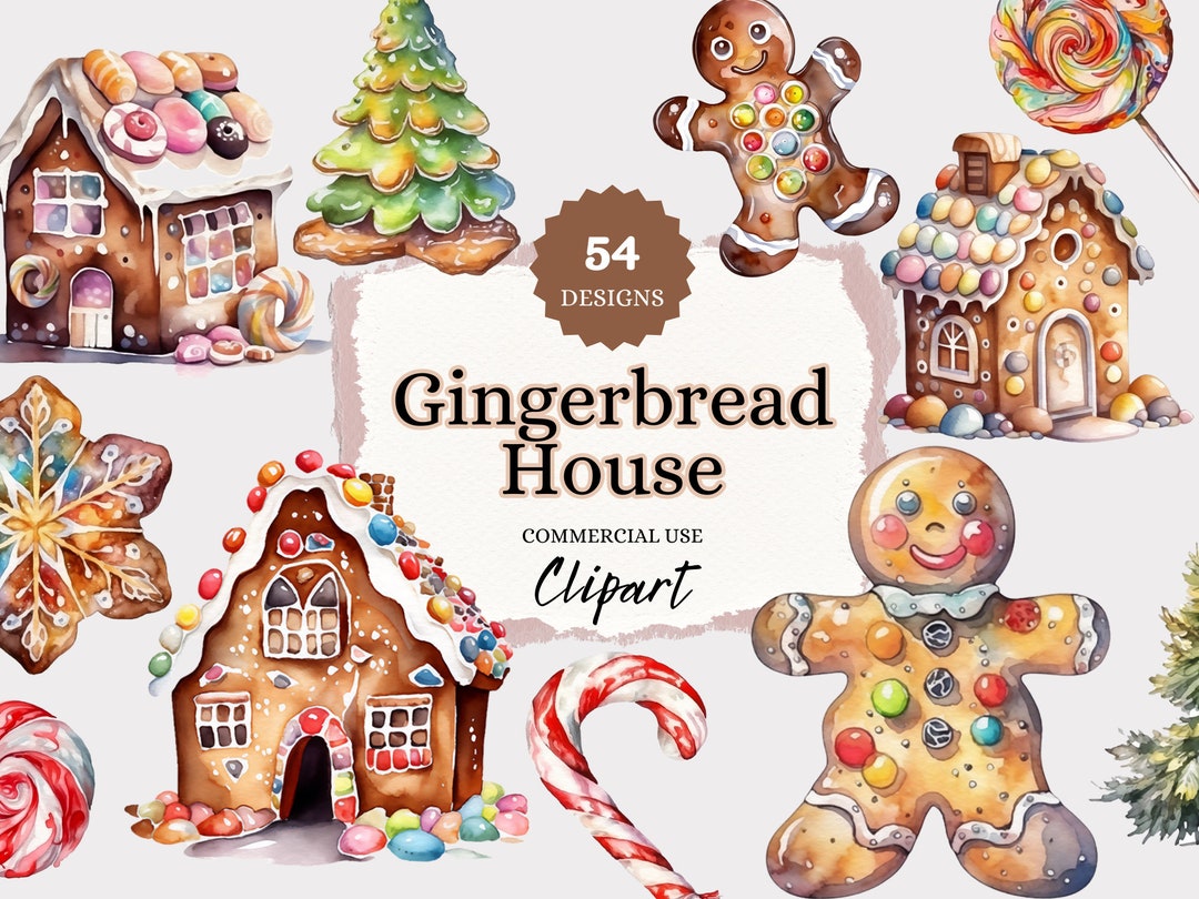 Watercolor Gingerbread House Clipart, Gingerbread Clipart, Christmas ...