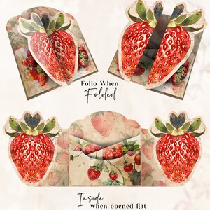Strawberry Folio Junk Journal Kit Printable Folio Pages Summer Fruit ...