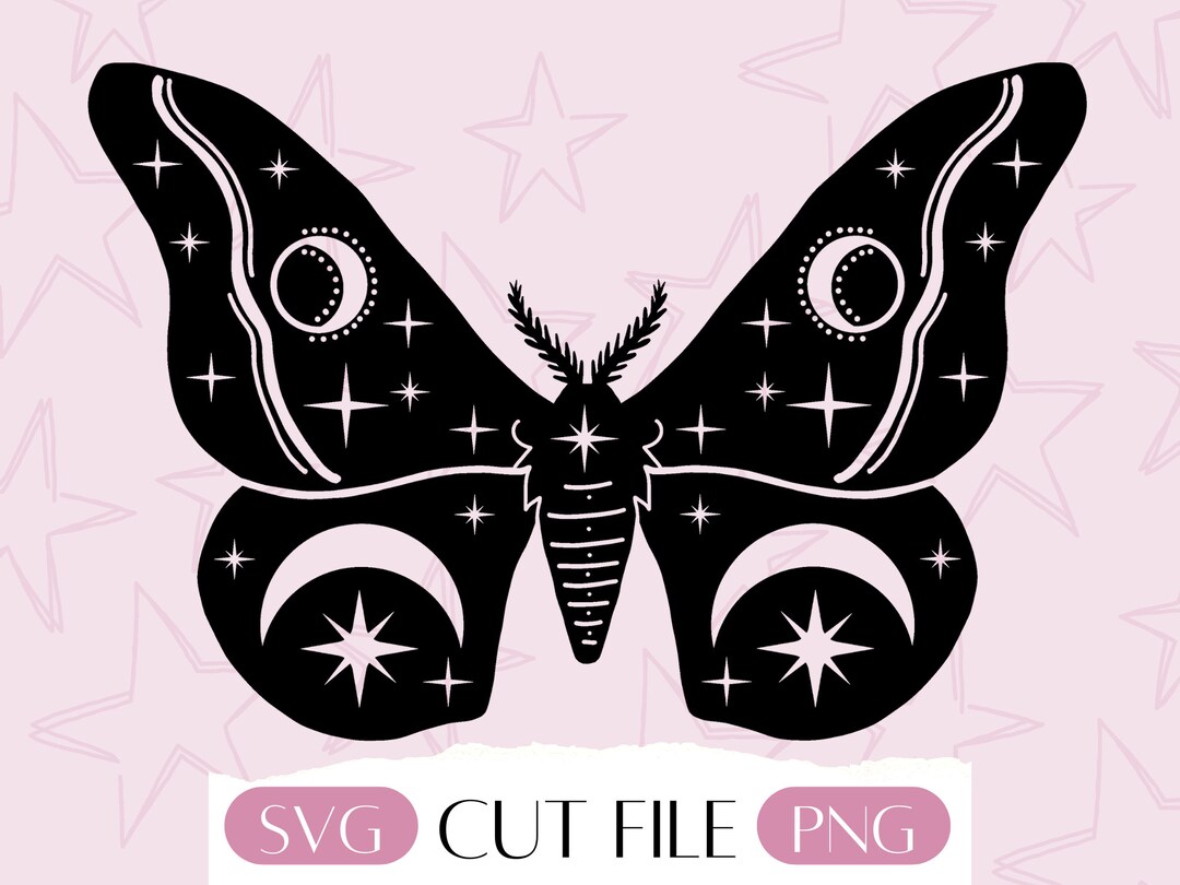 Celestial Moth SVG, Mystical Witchcraft Clipart, Mystic Svg, Minimalist ...