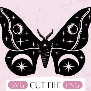 Celestial Moth SVG, Mystical Witchcraft Clipart, Mystic Svg, Minimalist ...