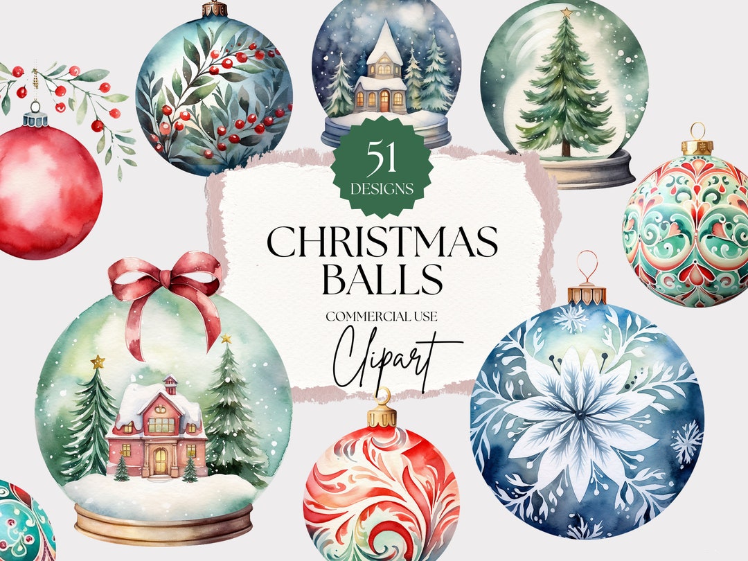 Christmas Balls Watercolor Clipart | Commercial Use | Christmas ...