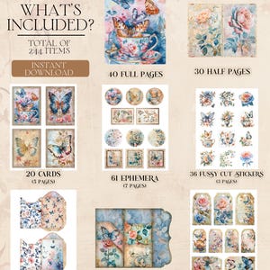 Printable Butterfly Junk Journal Kit Junk Journal Folio Kit Shabby Chic ...