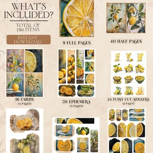 Lemon Junk Journal Kit Pages Printable Junk Journal Ephemera Folio Junk ...