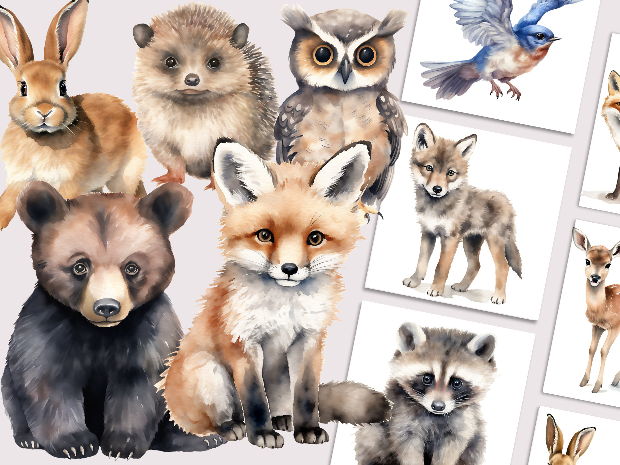 Watercolor Woodland Animals Clipart | Baby Woodland Animals, Digital ...