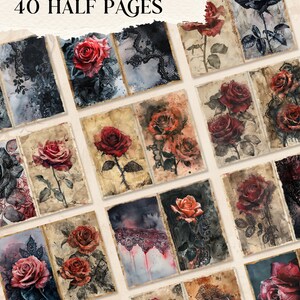 Dark Shabby Chic Red and Black Floral Junk Journal Pages Junk Journal ...