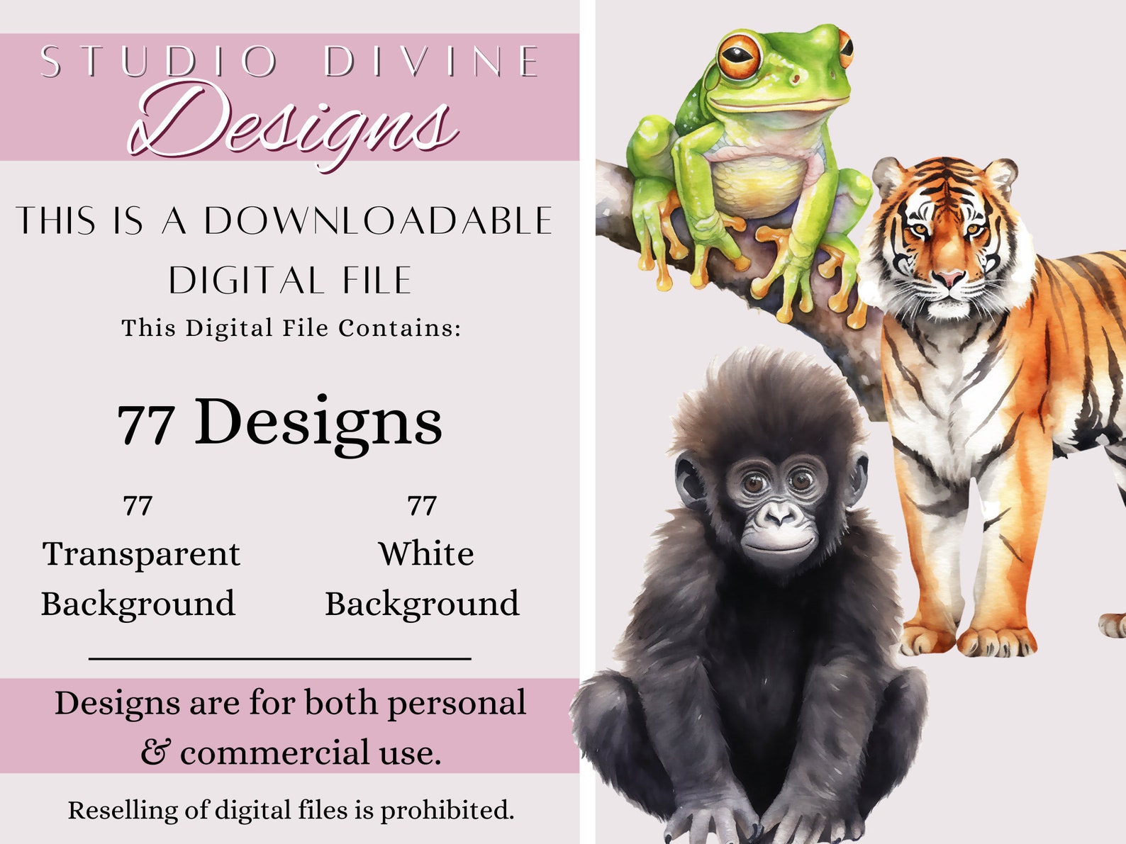 Watercolor Jungle Animals Clipart Baby Jungle Animals, Digital Crafting ...