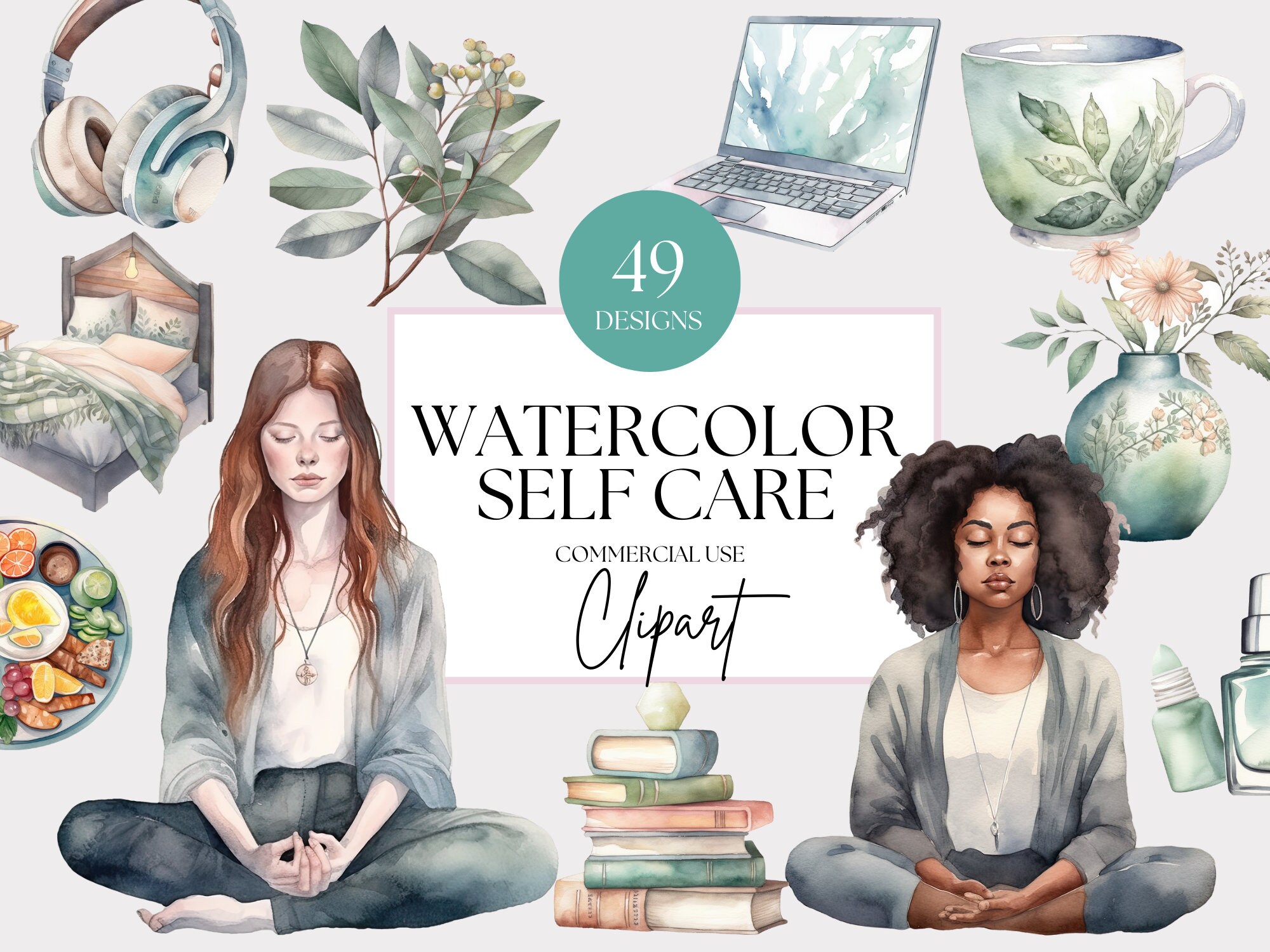 Watercolor Self Care Clipart Bundle | Selfcare Clipart Digital Crafting ...