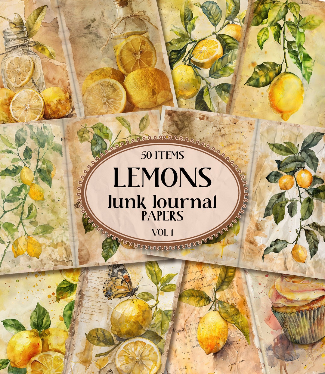 Lemon Junk Journal Pages Lemons Printable Junk Journal Printable Pages ...