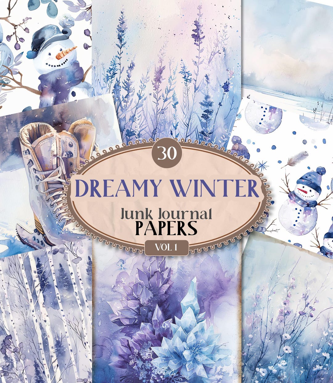 Winter Junk Journal Paper Kit Winter Wonderland Junk Journal Kit Winter ...