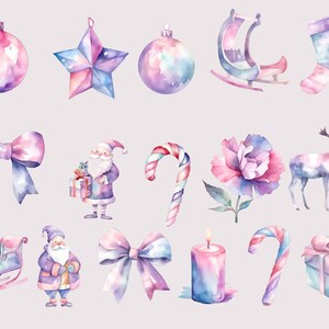 Pastel Christmas Clipart, Watercolor Christmas Clipart Bundle ...