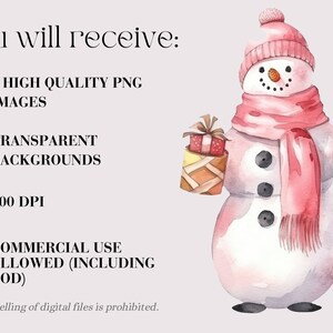 Pink Snowmen Clipart Watercolor Clipart Bundle | Winter Christmas ...