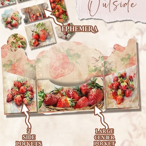 Strawberry Folio Junk Journal Kit Printable Folio Pages Summer Fruit ...