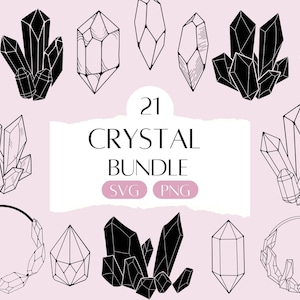 Crystal Bundle SVG, Celestial Crystal Stone Clipart, Crystal Clusters ...