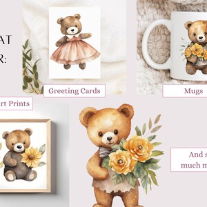 Neutral Teddy Bear Watercolor Clipart | Watercolor Bear, Nursery Teddy ...