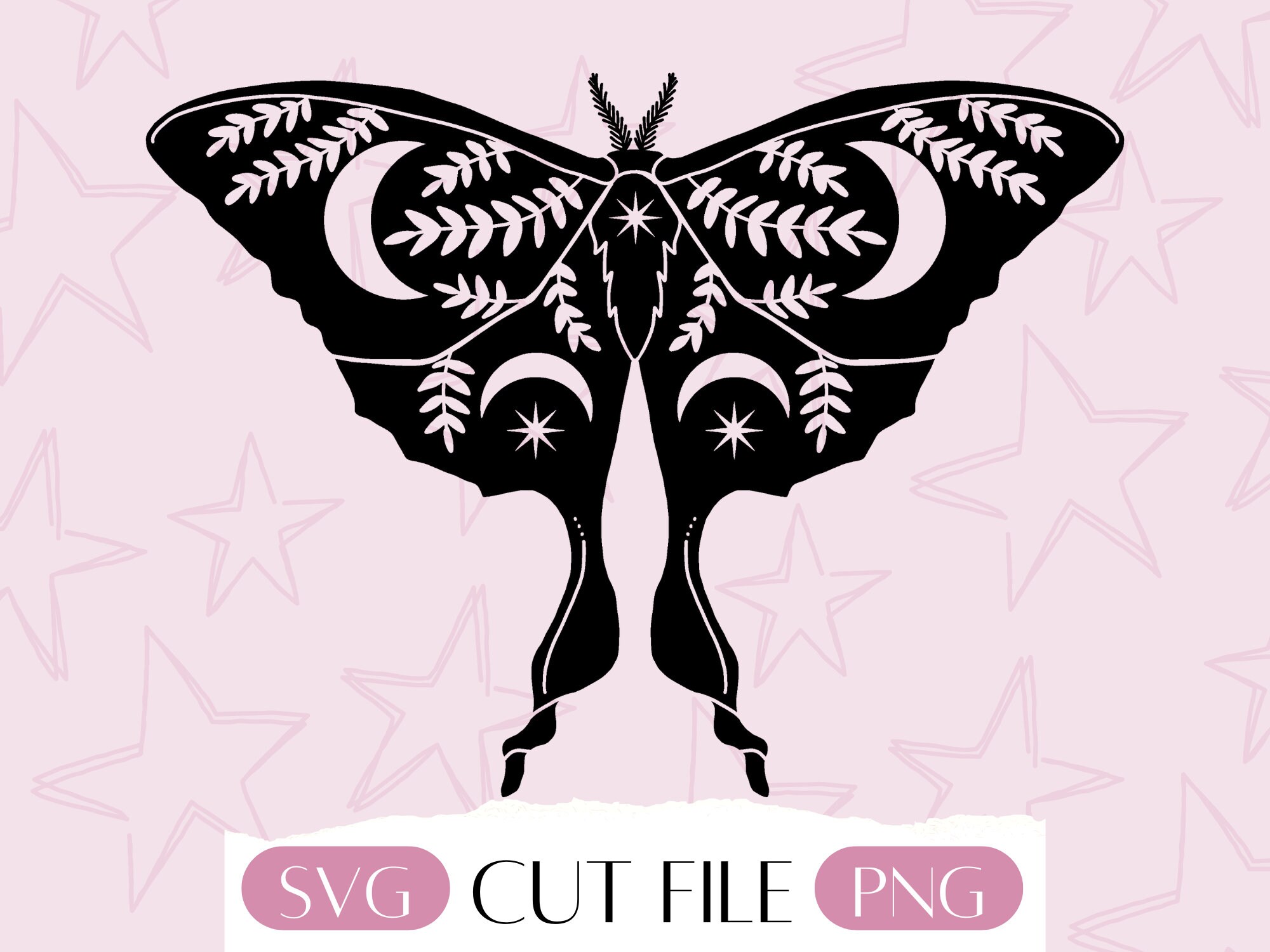 Celestial Moth SVG, Mystical Witchcraft Clipart, Mystic Svg, Minimalist ...