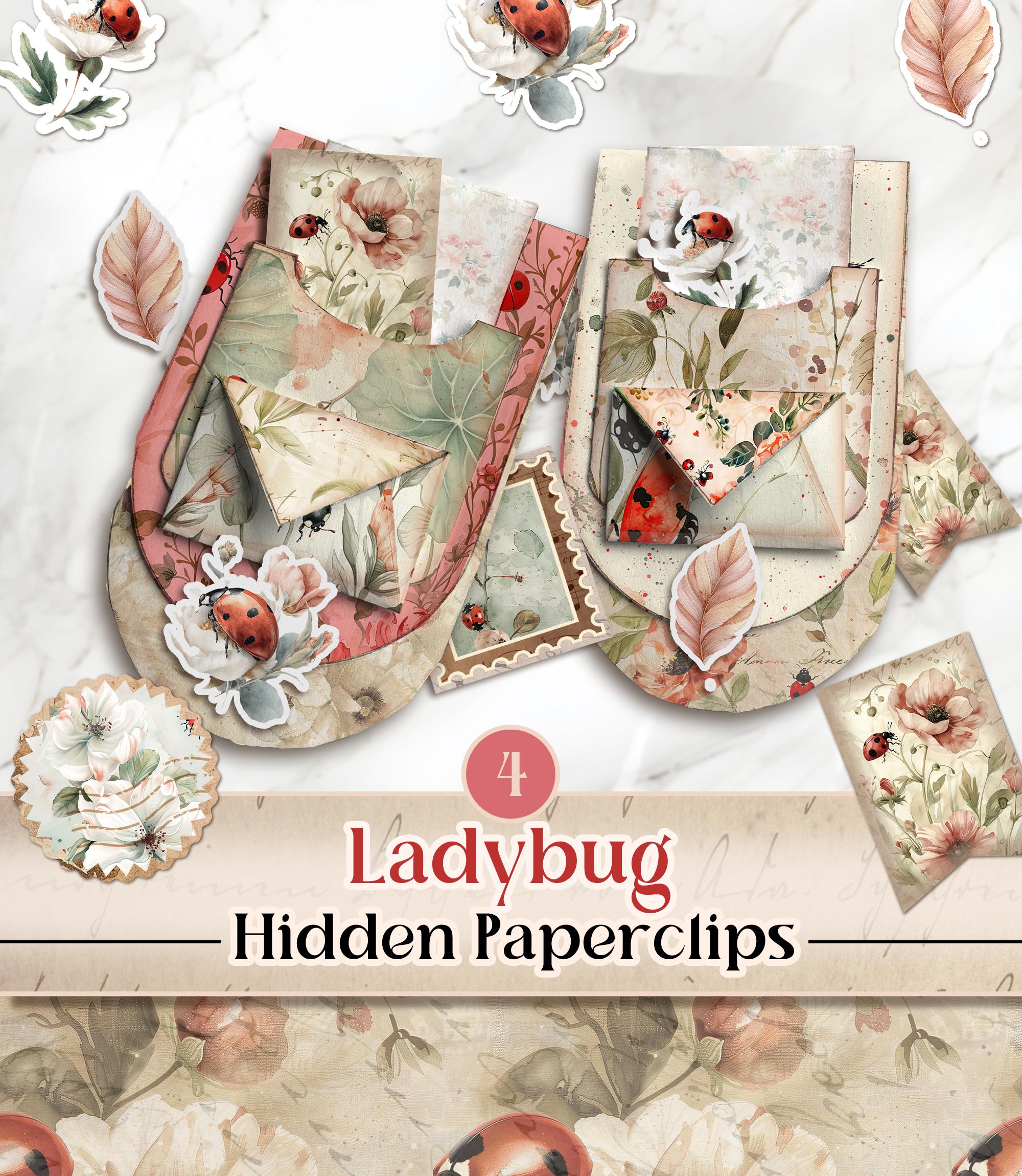 Ladybug Hidden Paperclip Pockets Junk Journal Kit Lady Bug Hidden Paper ...