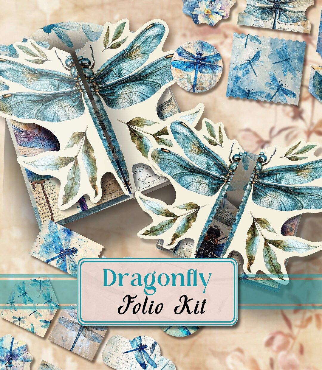 Dragonfly Folio Junk Journal Folio Dragonfly Kit Printable Folio Pages ...