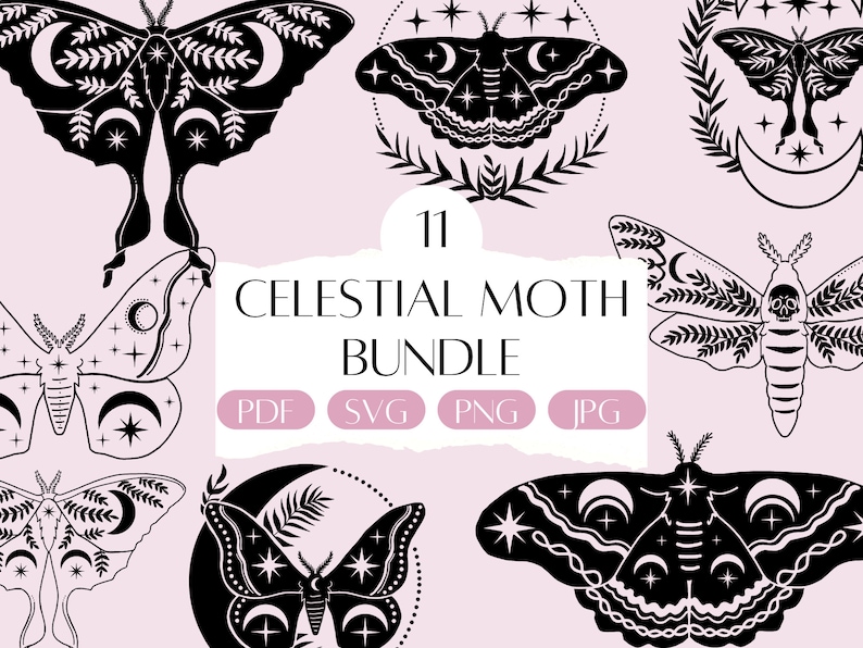 Celestial Moth SVG Bundle Mystical Witchcraft Clipart Mystic - Etsy