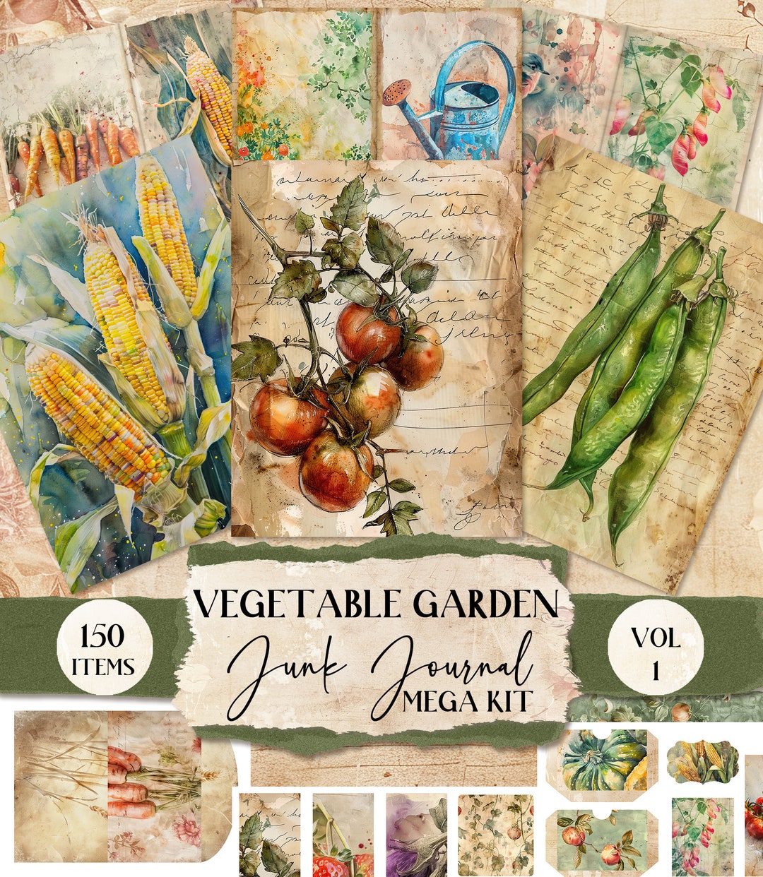 Vegetable Garden Junk Journal Pages Printable Junk Journal Ephemera ...