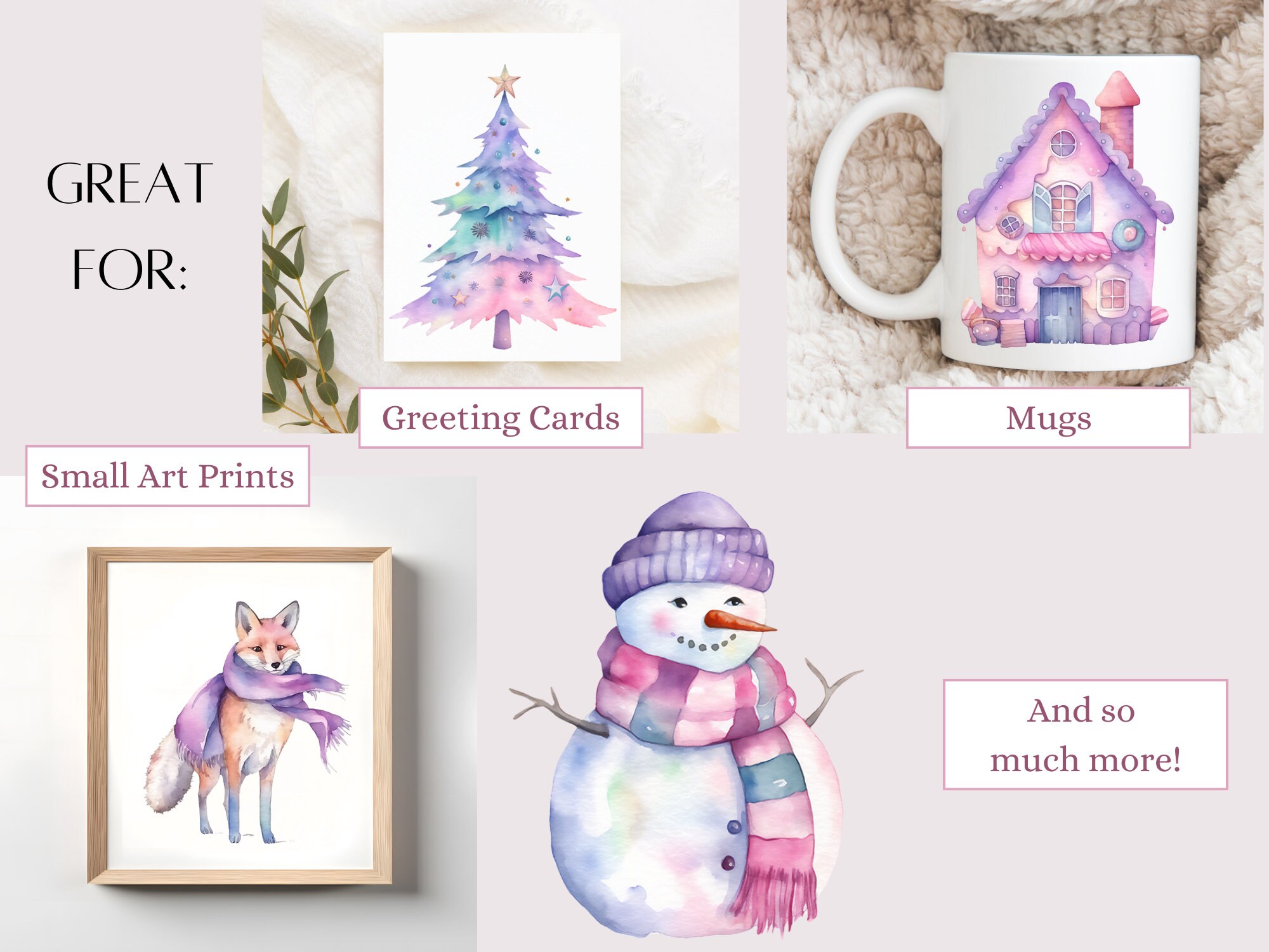 Pastel Christmas Clipart Watercolor Christmas Clipart Bundle - Etsy