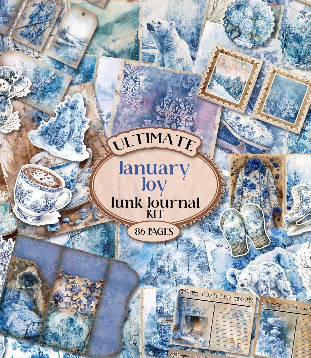 January Junk Journal Kit Winter Folio Junk Journal Kit Printable ...