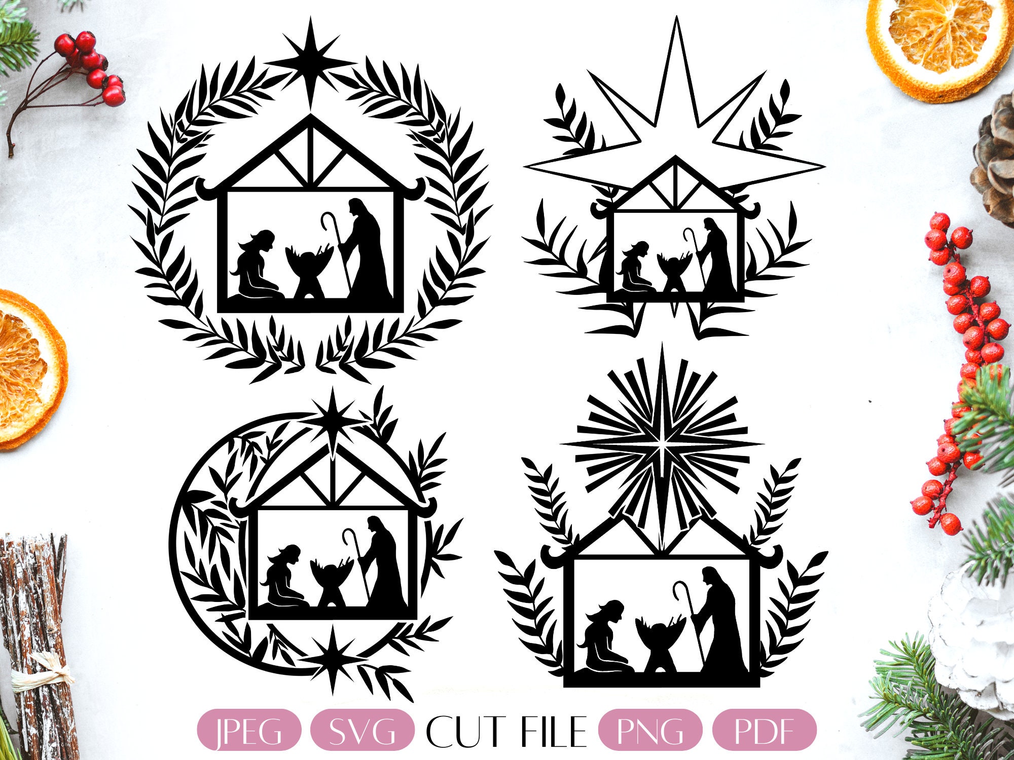 Nativity SVG, Nativity Scene Svg, Nativity Silhouette Svg, Christian ...