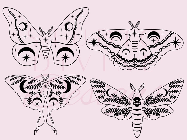 Celestial Moth SVG Bundle, Mystical Witchcraft Clipart, Mystic Svg ...