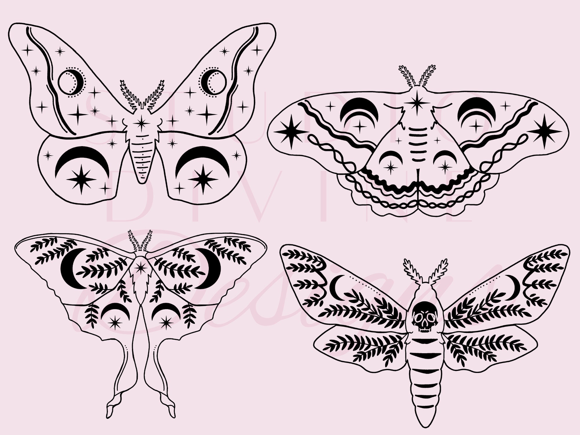 Celestial Moth SVG Bundle Mystical Witchcraft Clipart Mystic - Etsy