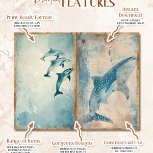 Ocean Junk Journal Papers Printable Sea Life Junk Journal Ephemera ...