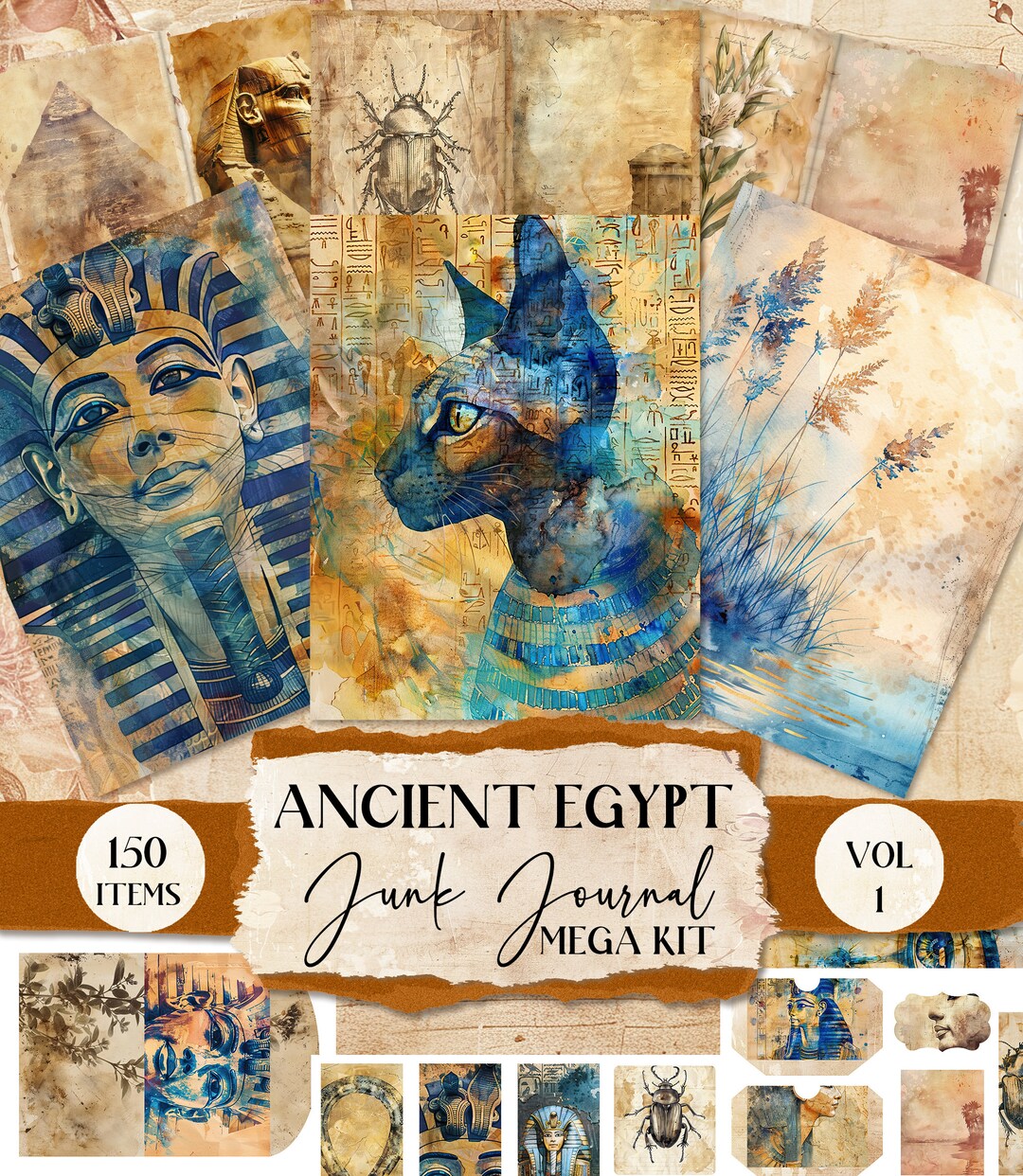 Ancient Egypt Junk Journal Pages Printable Junk Journal Folio Ephemera ...