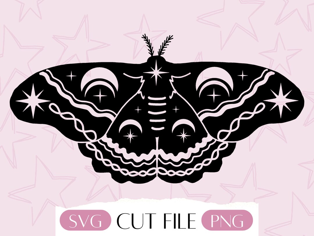Celestial Moth SVG, Mystical Witchcraft Clipart, Mystic Svg, Minimalist ...
