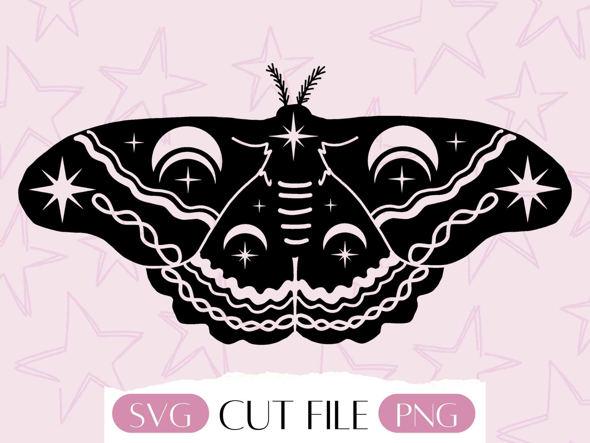 Celestial Moth SVG, Mystical Witchcraft Clipart, Mystic Svg, Minimalist ...