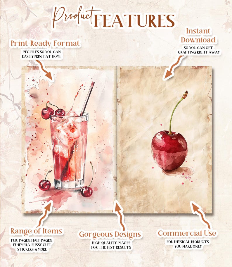 Cherrycore Junk Journal Kit Cherry Folio Junk Journal Kit Printable ...