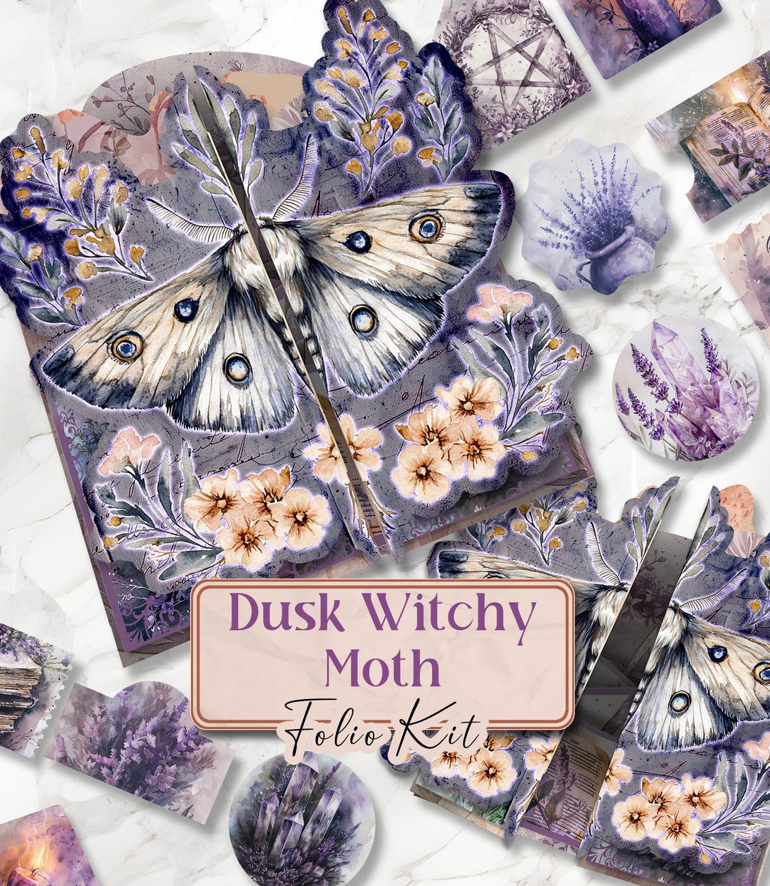 Moth Junk Journal Kit Printable Witchy Folio Pages Moth Printable Pages ...