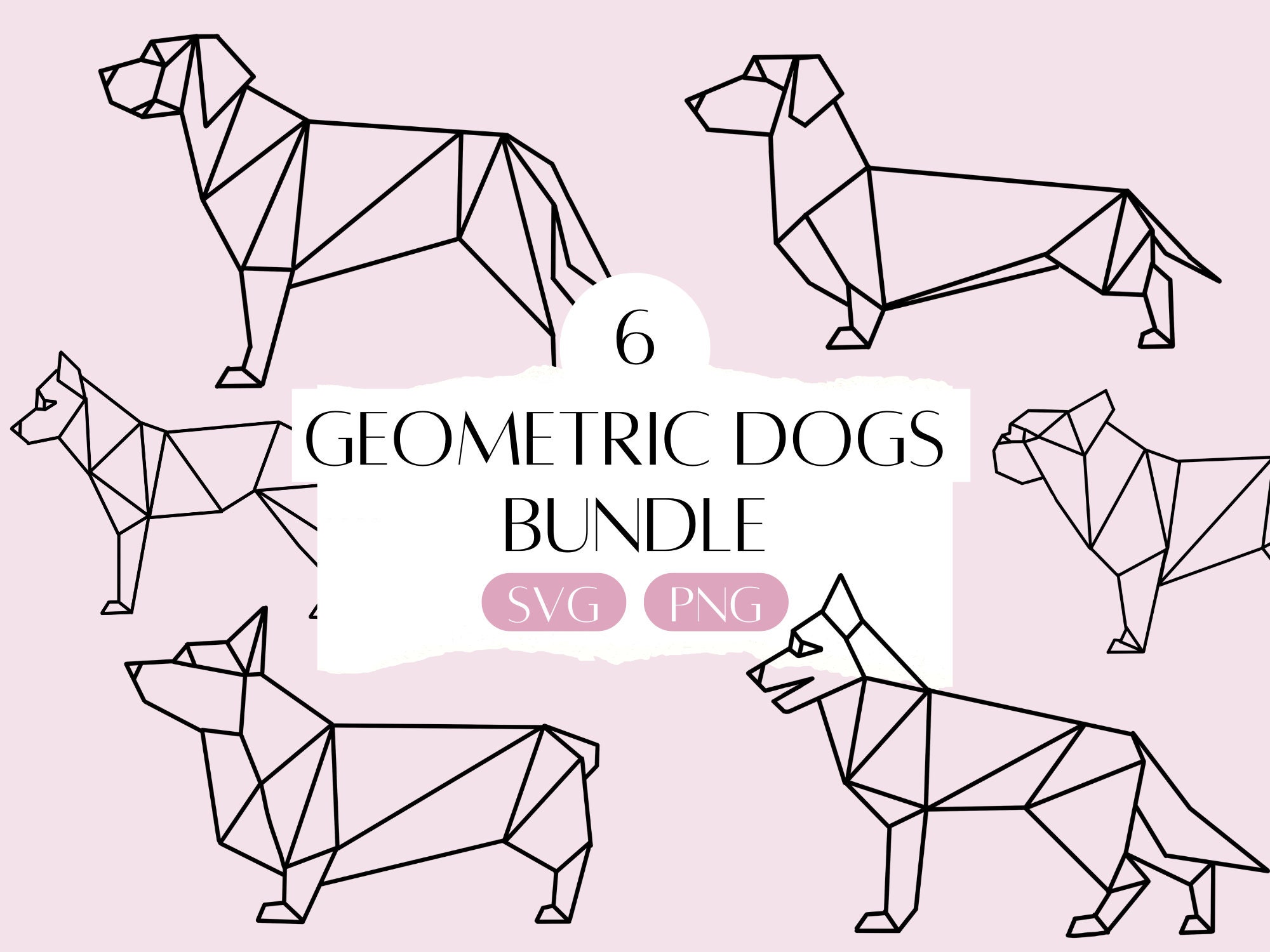 Geometric DOG Breed Bundle SVG Dog Clipart Corgi Husky - Etsy