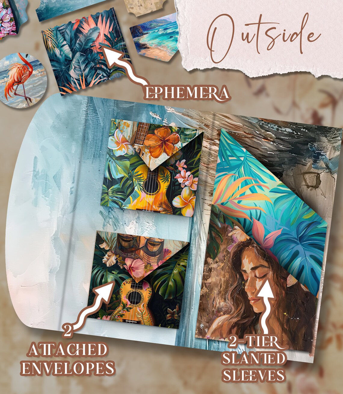 Hawaii Folio Junk Journal Kit Printable Folio Pages Shabby Chic Folio Hawaiian Printable Pages ...