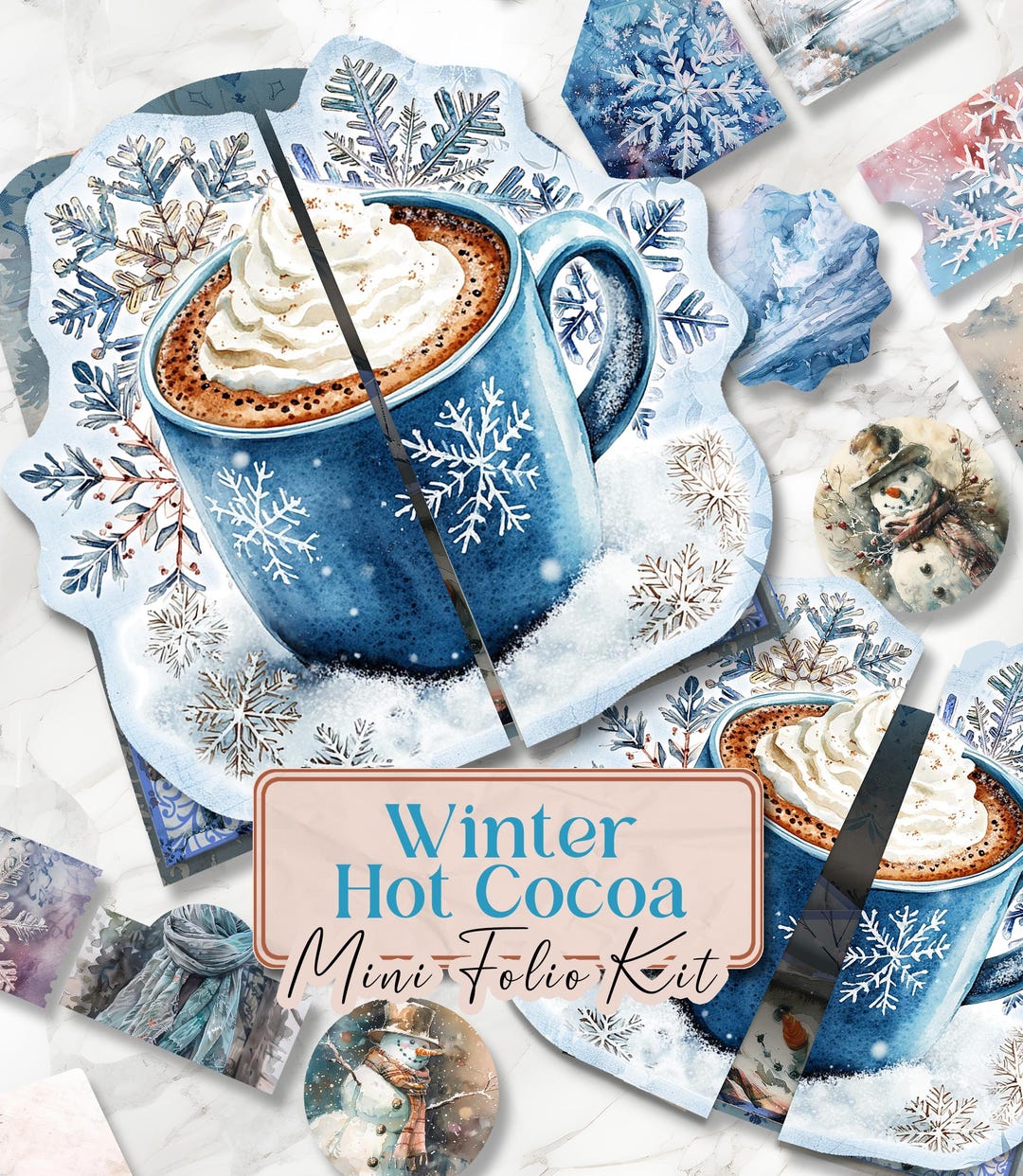 Winter Junk Journal Folio Kit Winter Wonderland Junk Journal Kit Cocoa ...