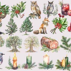 Watercolor Yule Clipart Bundle | Holiday Yule Sublimation Clipart ...
