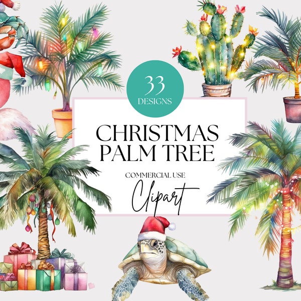 Palm Tree Christmas Clipart - Etsy