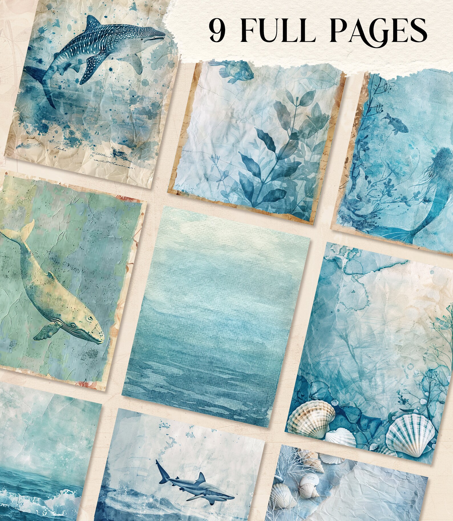 Ocean Junk Journal Papers Printable Sea Life Junk Journal Ephemera ...
