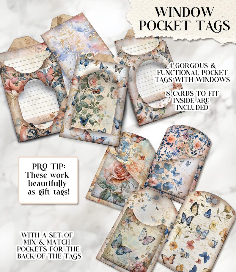 Shabby Chic Window Pocket Tags Butterfly Ephemera Printable Victorian ...