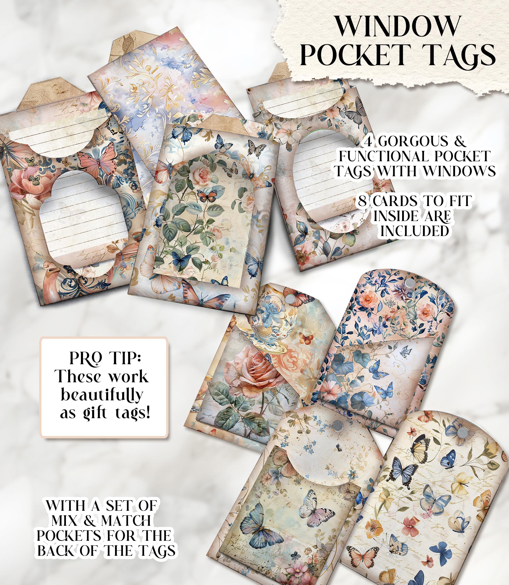 Shabby Chic Window Pocket Tags Butterfly Ephemera Printable Victorian ...